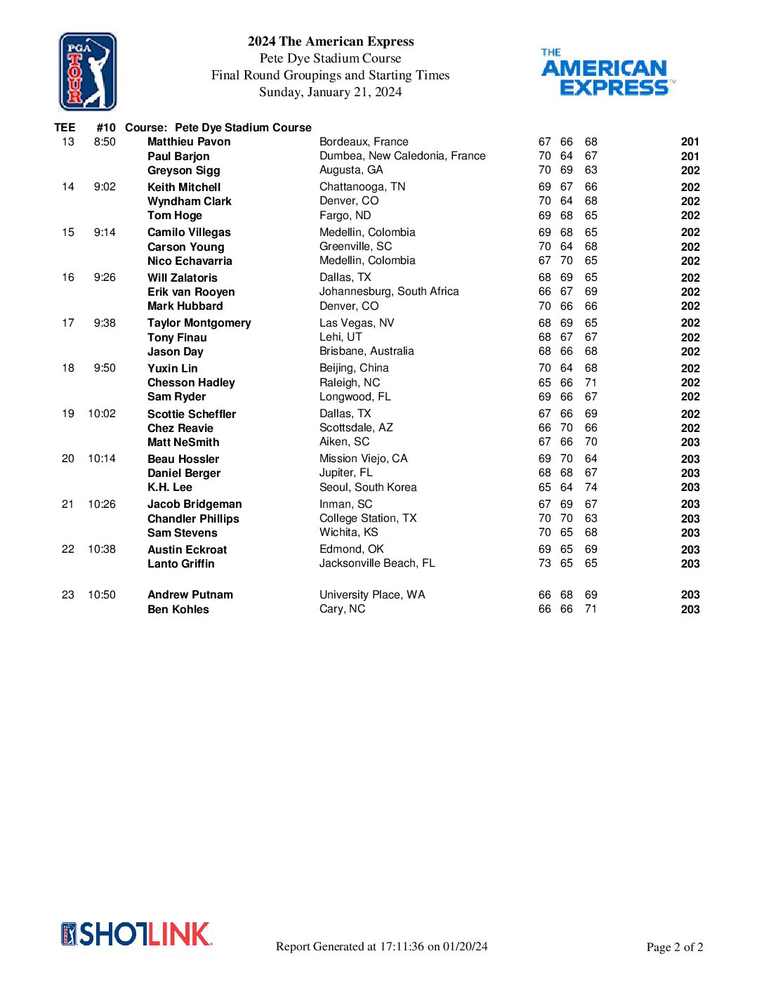Daily Pairings - THE AMERICAN EXPRESS